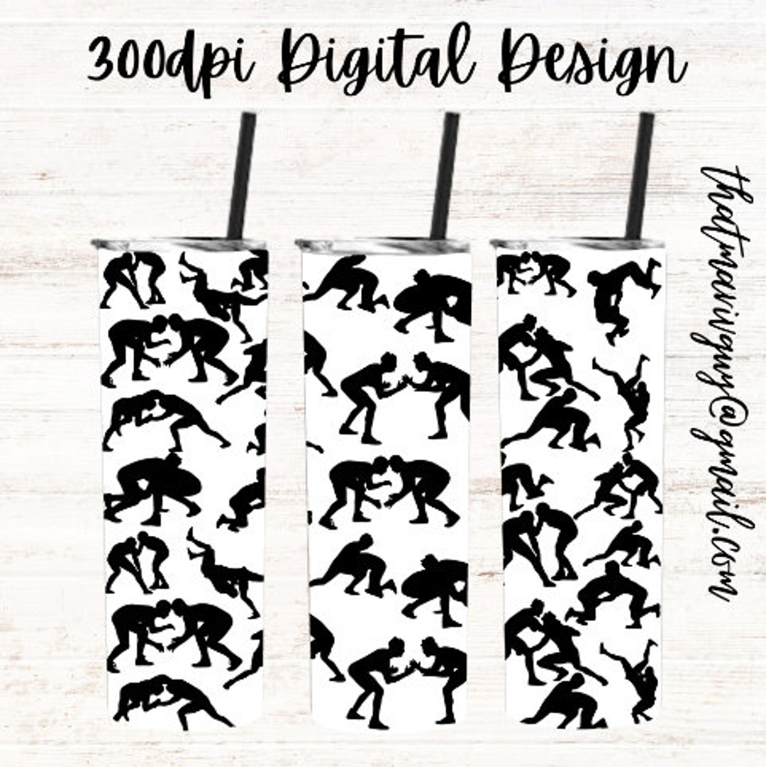 Wrestling Pattern 300dpi 20oz STRAIGHT Skinny Tumbler Wrap/sports 30oz ...