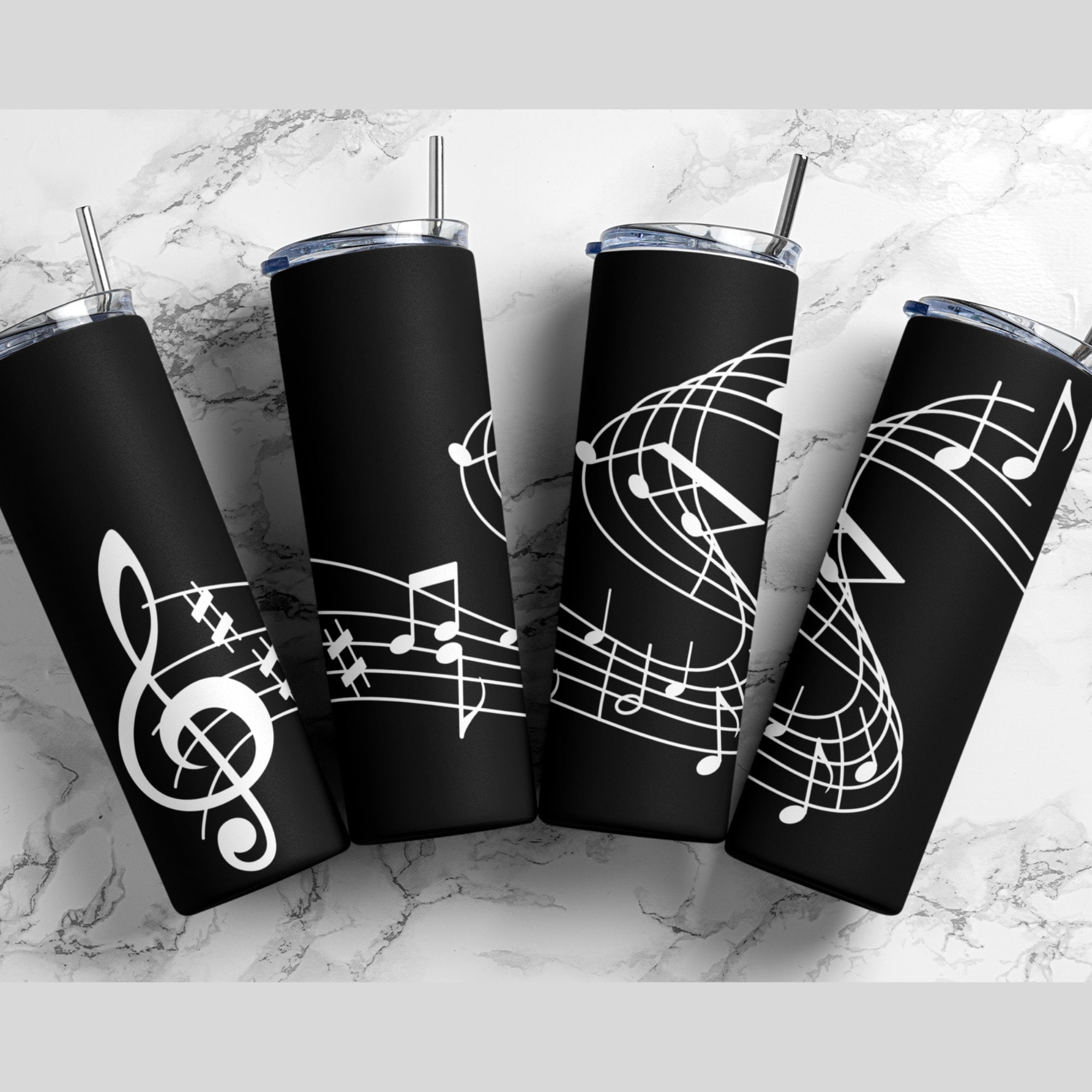 Music Notes 300dpi 20oz STRAIGHT Skinny Tumbler Wrap/band 20oz and 30oz ...