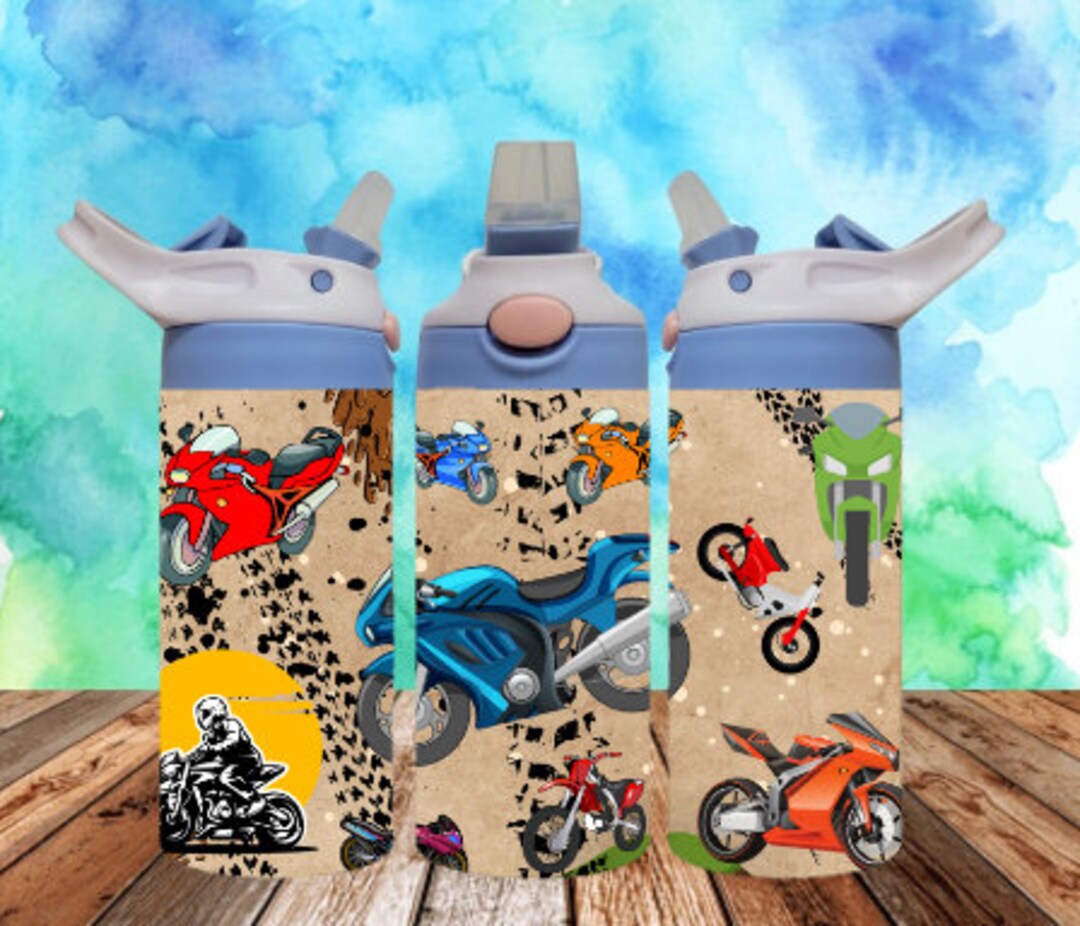 Motorbikes 300dpi 12oz Kids Flip Top Sippy Cup Tumbler Wrap PNG /12oz ...