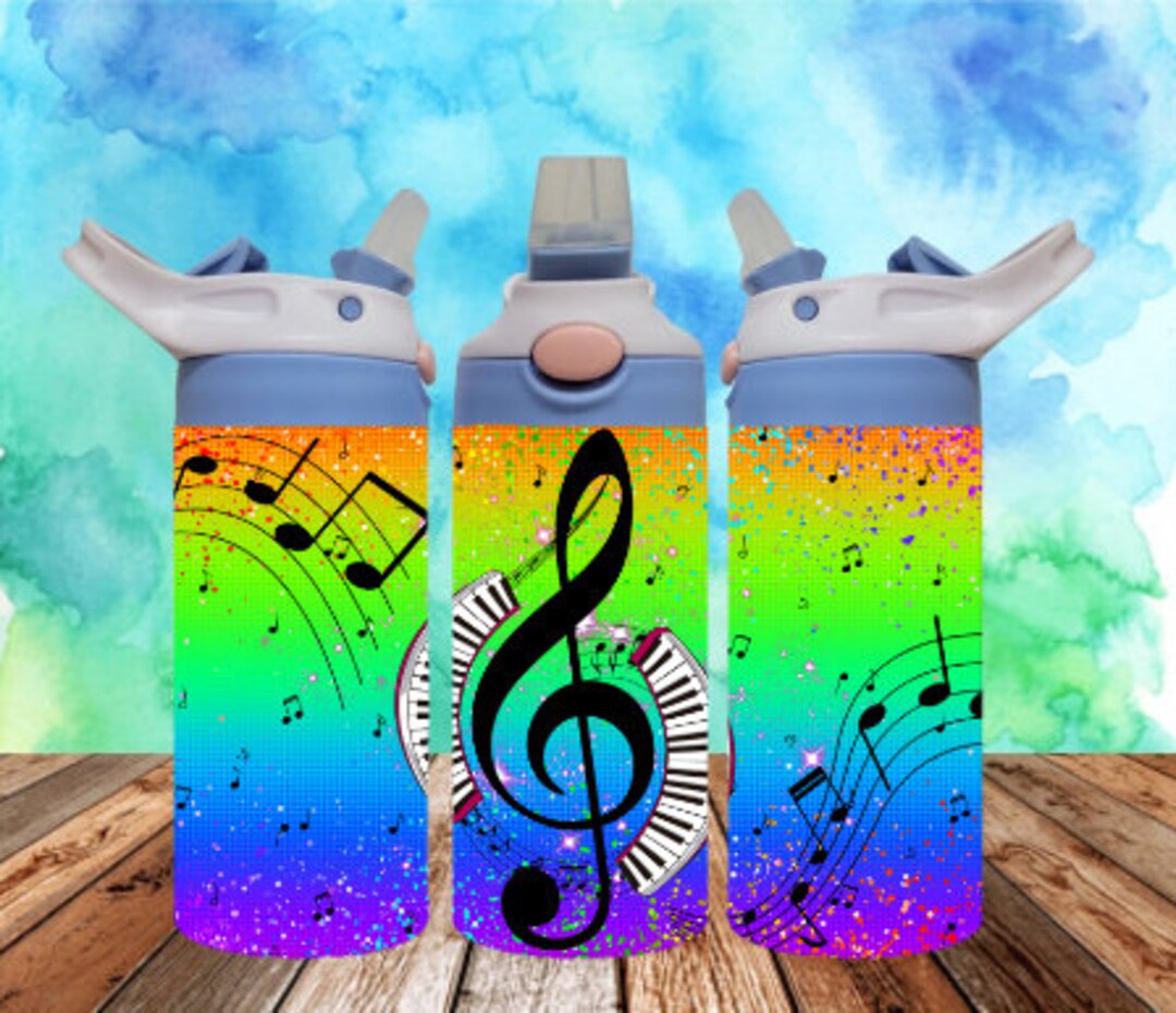 Music Notes 300dpi 12oz Kids Flip Top Sippy Cup Tumbler Wrap PNG /12oz ...