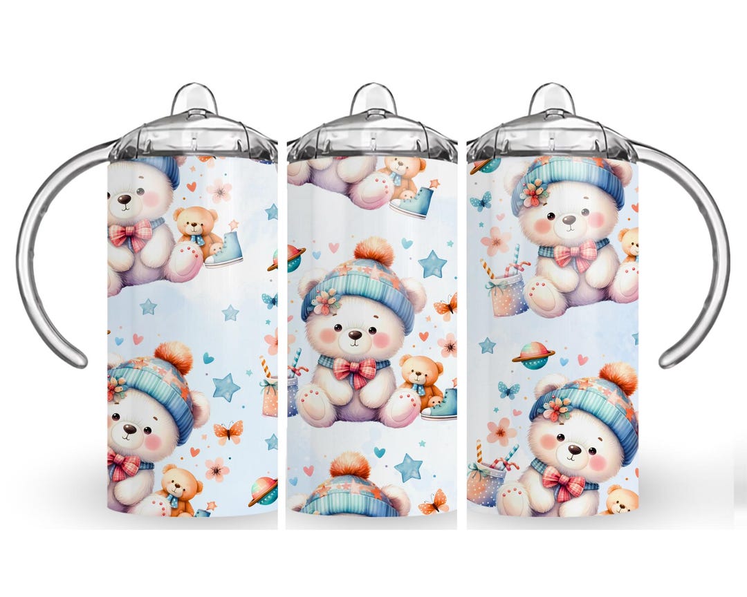 Bear Pattern 300dpi 12oz Kids Sippy Cup Tumbler Wrap PNG /12oz Kids ...