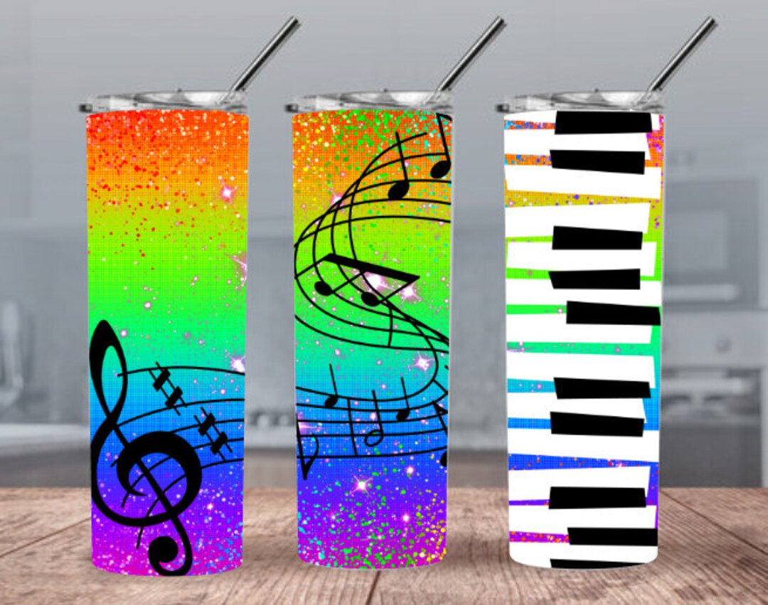 Music Notes 300dpi 20oz STRAIGHT Skinny Tumbler Wrap/neon Rainbow ...
