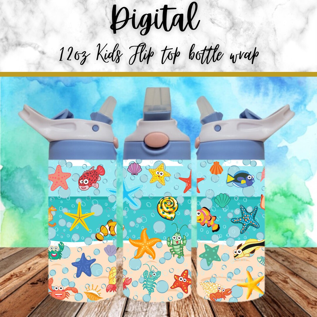 Digital Sea 300dpi 12oz Kids Flip Top Sippy Cup Tumbler Wrap PNG /12oz ...