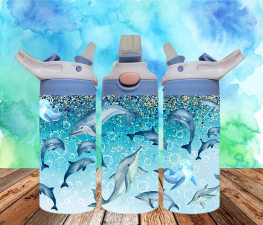 Dolphins 300dpi 12oz Kids Flip Top Sippy Cup Tumbler Wrap PNG /12oz ...