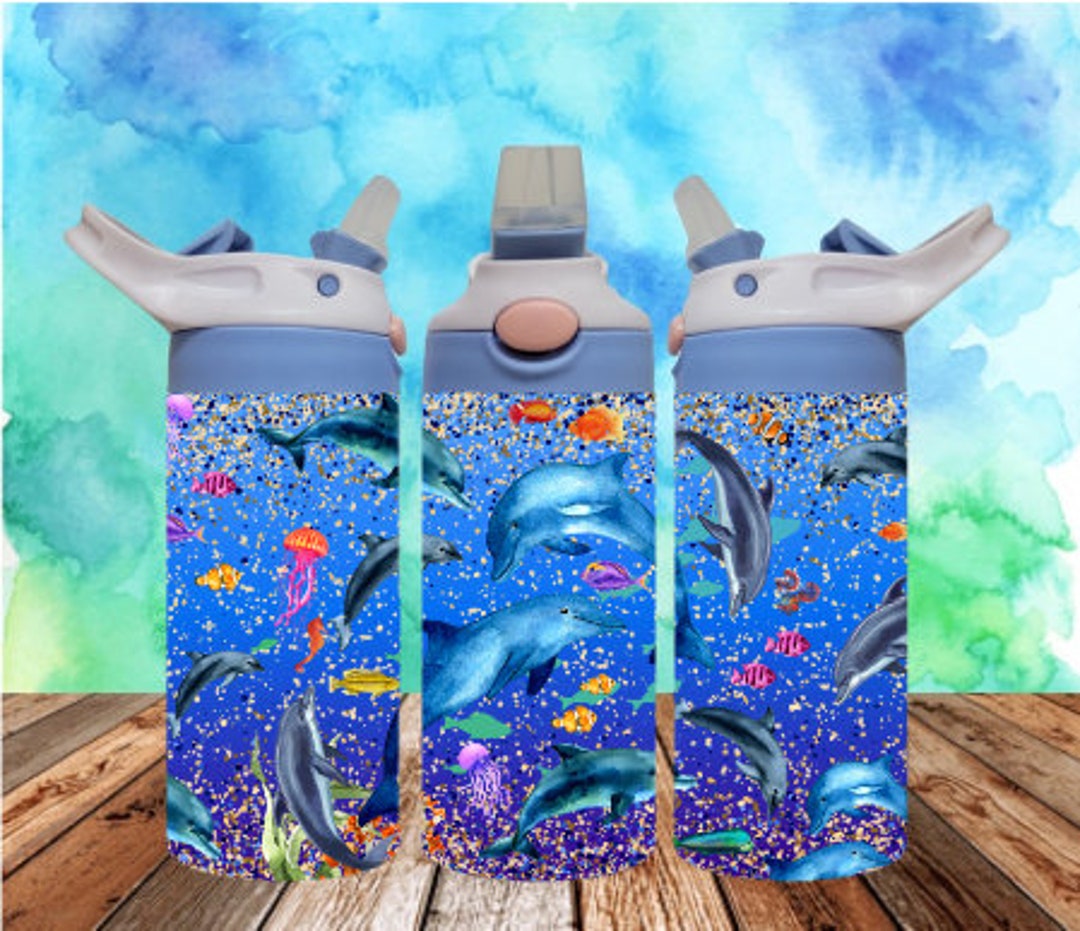 Dolphins 300dpi 12oz Kids Flip Top Sippy Cup Tumbler Wrap PNG /12oz ...