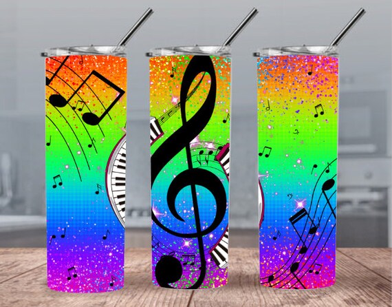 Music Notes 300dpi 20oz STRAIGHT Skinny Tumbler Wrap/neon - Etsy Australia