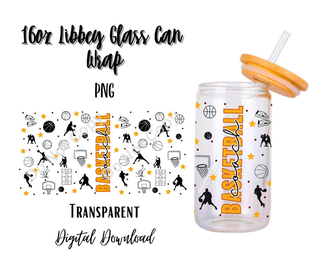 Basketball Coach 16oz Libbey Glass Can Tumbler Sublimation Design ...