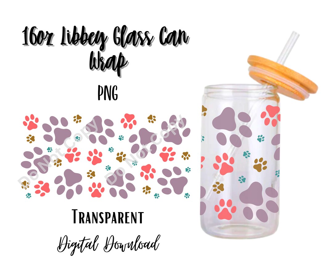 Digital Dog Prints 16oz Libbey Glass Can Tumbler Sublimation Design ...