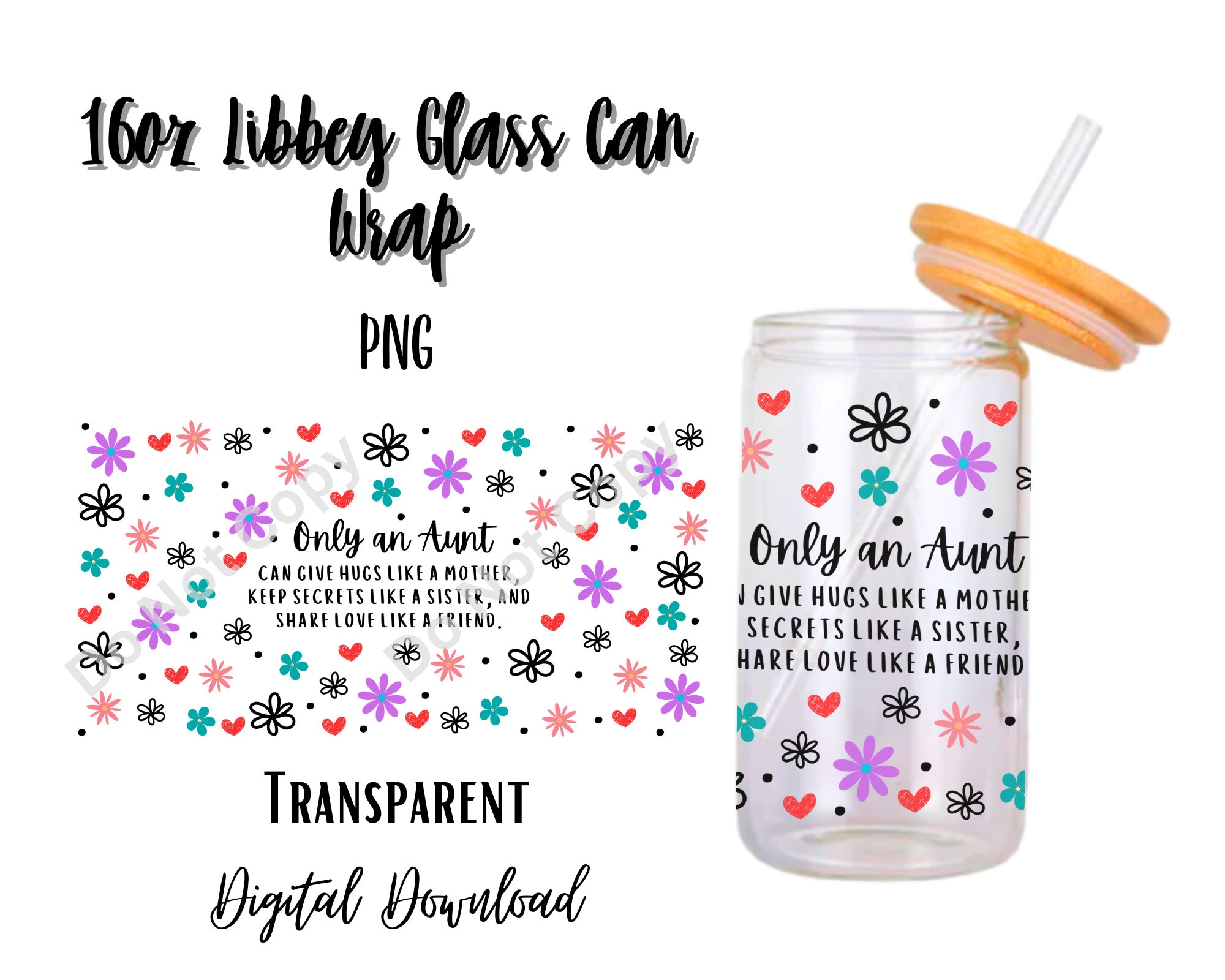 Aunt 16oz Libbey Glass Can Tumbler Sublimation Design - Design Digital ...