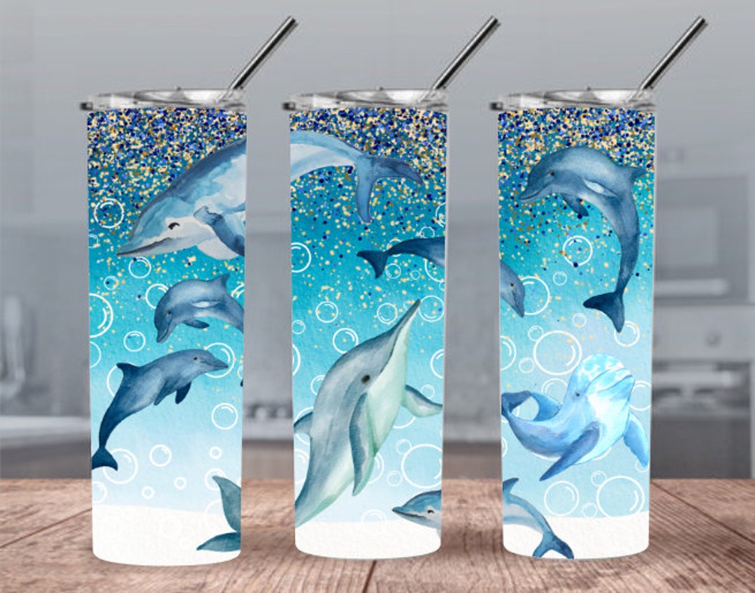 Dolphins 300dpi 20oz STRAIGHT Skinny Tumbler Wrap/fish 30oz Tumbler ...
