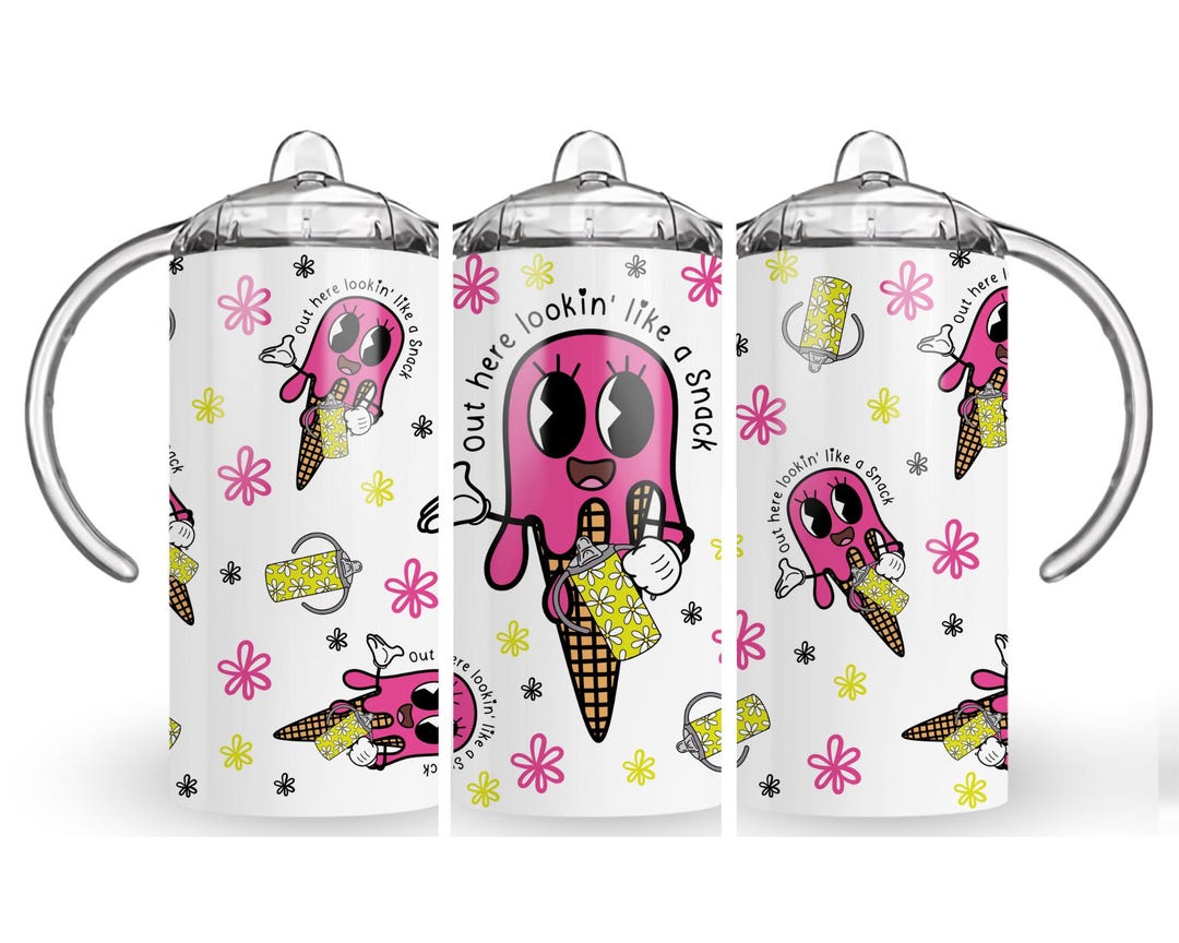 Digital Melting Ice Cream 300dpi 12oz Kids Sippy Cup Tumbler Wrap Png ...