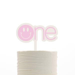 Smiley Face Cake Topper, One Cake Topper, First Birthday Cake Topper ...
