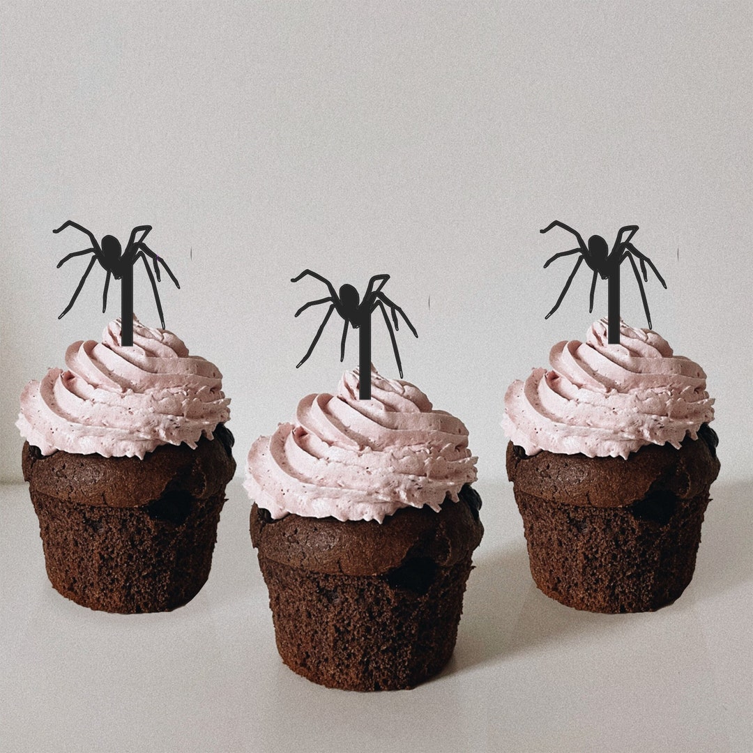 Spider Cupcake Toppers, Halloween Decor, Halloween Cupcake Toppers ...