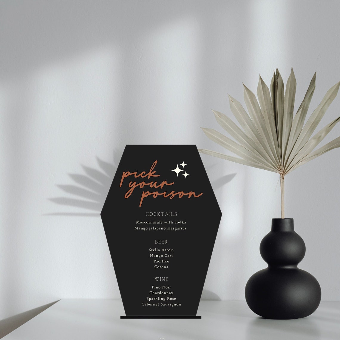 Coffin Menu, Bar Menu, Coffin, Drink Menu, Custom Drink Menu, Bar Sign ...