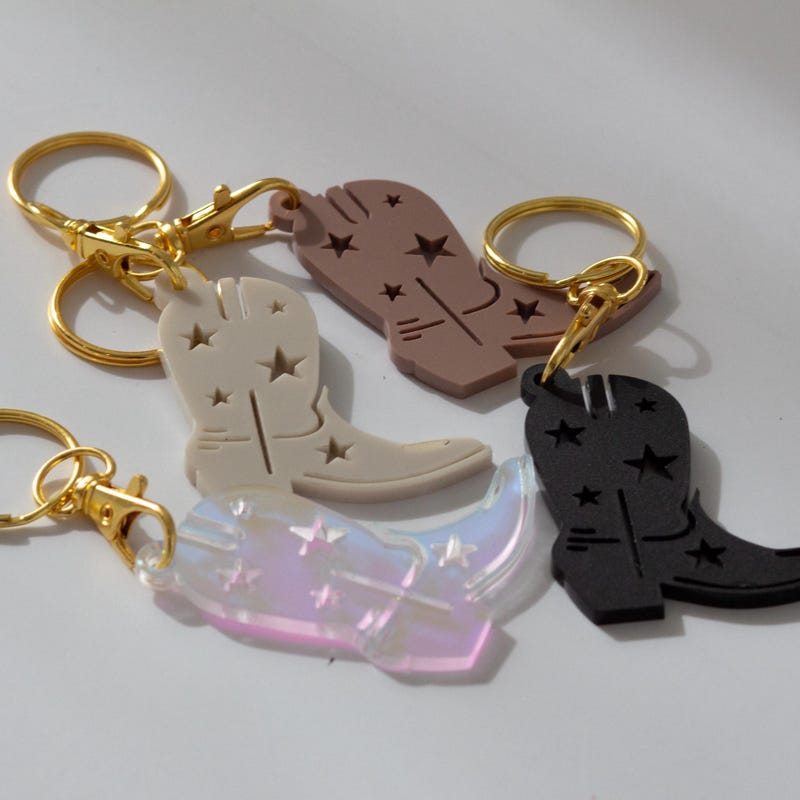 Cowgirl Boot Keychain - Etsy
