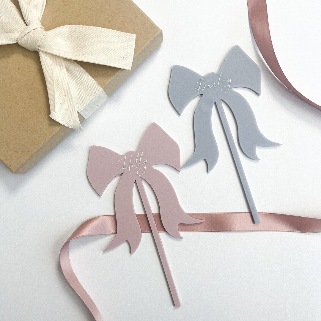 Bow Cake Topper, Custom Name Bow, Bow Decor, Bow Party, Ribbon Decor ...