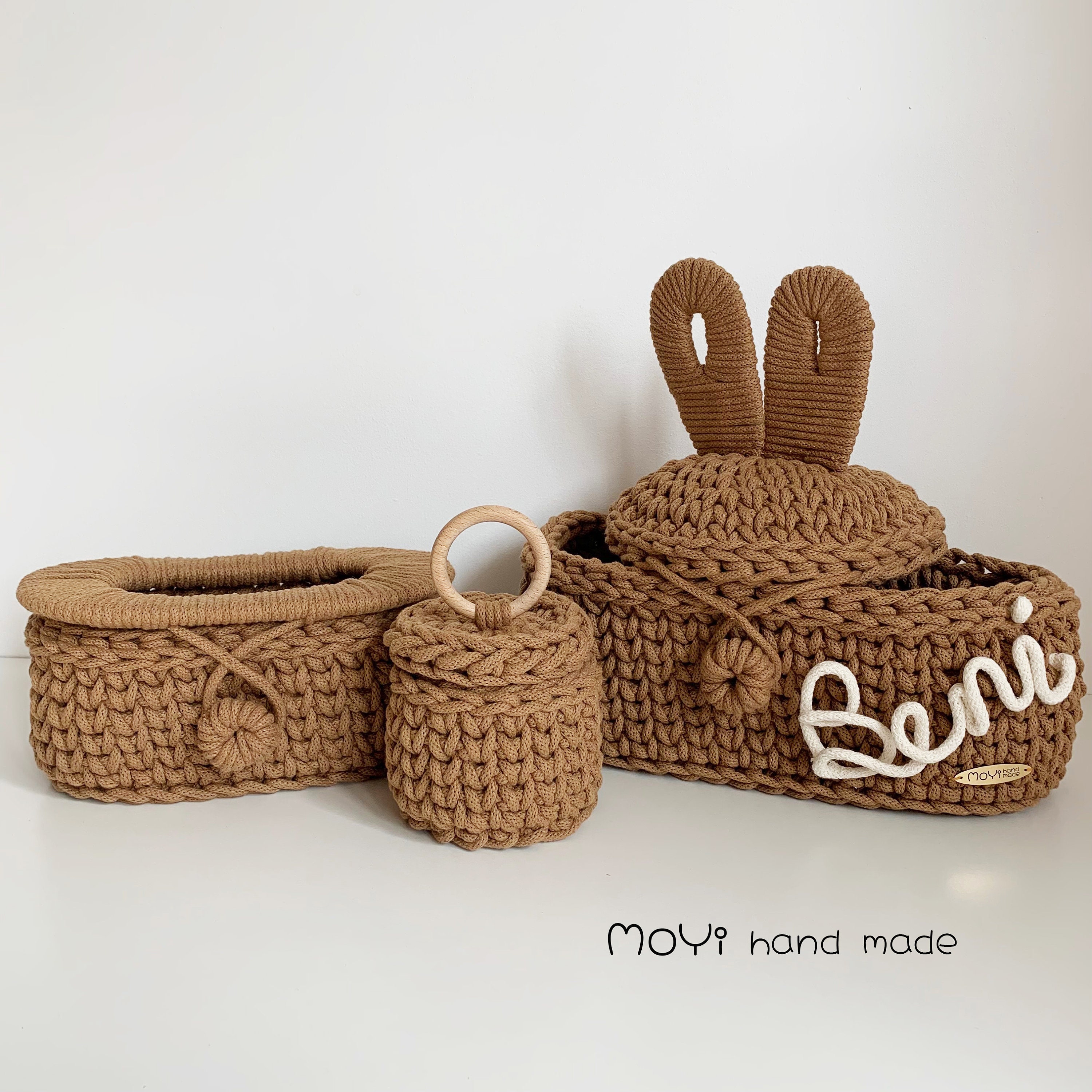 CROCHET Woodland BUNNY STOOL/ Wood Base / Easter Gift for Kids ...