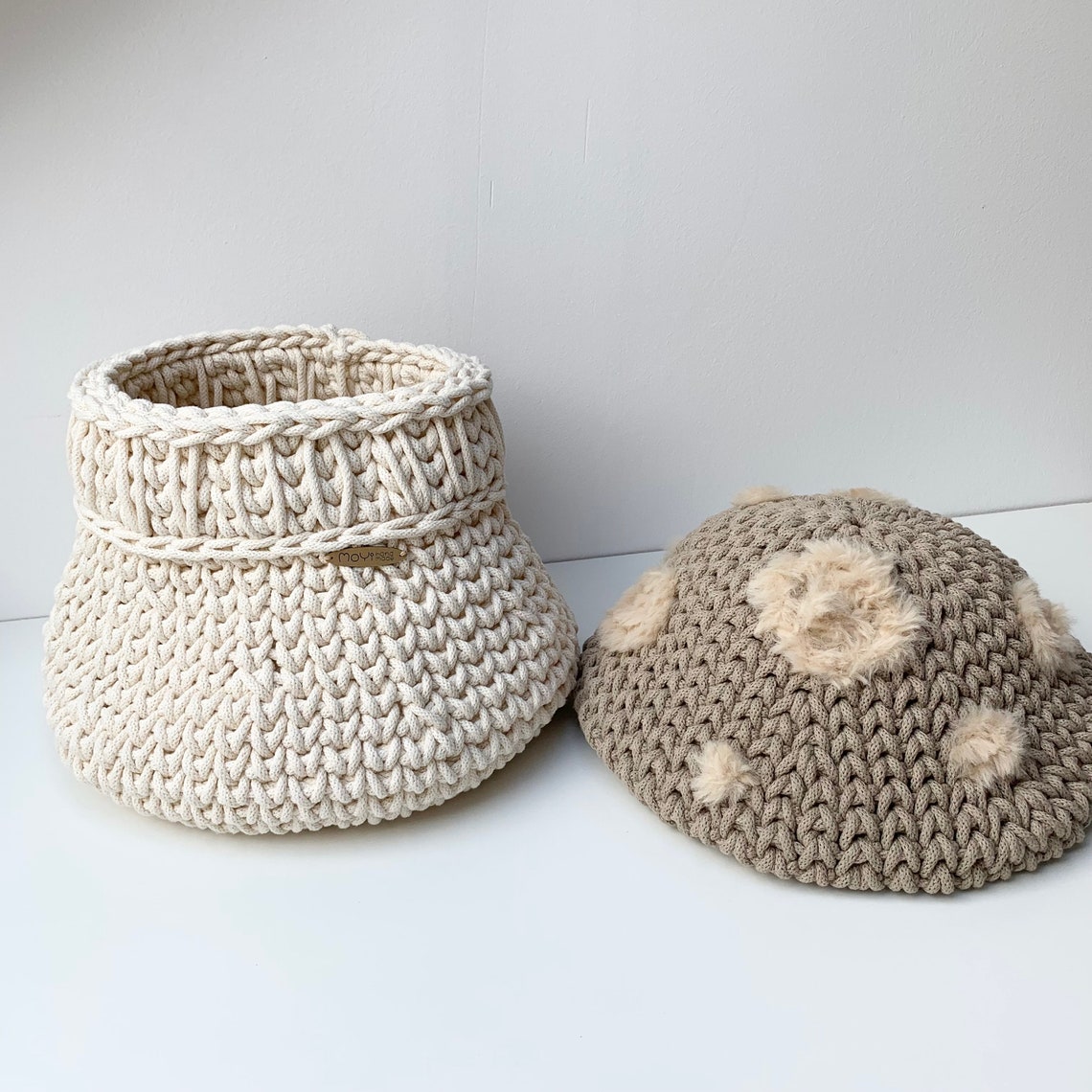 CROCHET Woodland MUSHROOM Storage BASKET / Fur Spotted Hat / - Etsy