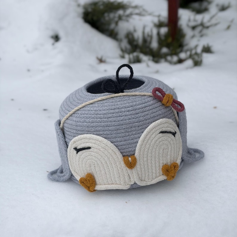 Caixa de lenços de papel em forma de pinguim, decoração natural para ...