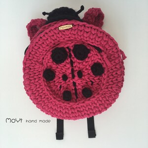 CROCHET BUG BACK Pack / Bag for Kids / Ladybug Shaped / Fuchsia Colored ...