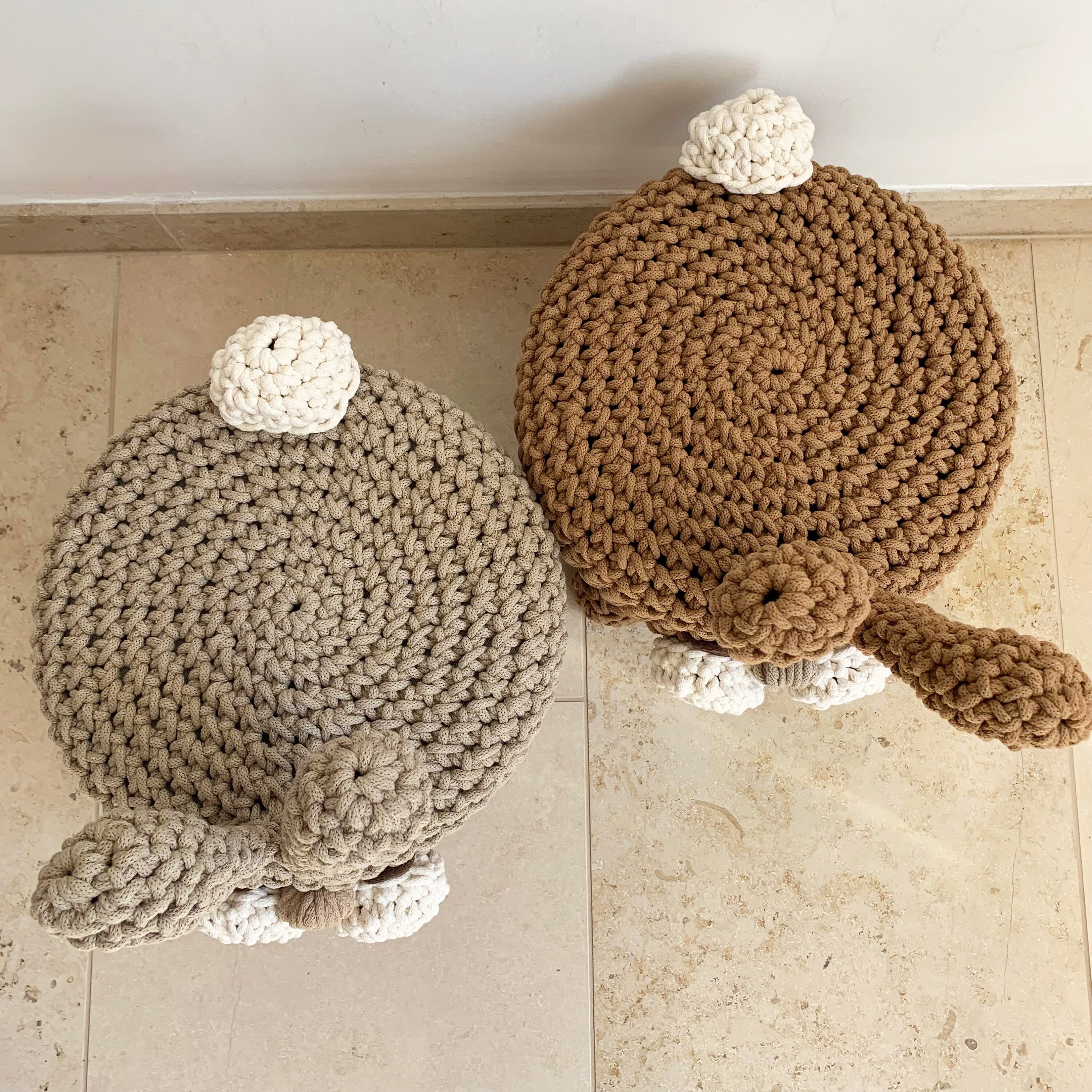 CROCHET Woodland BUNNY STOOL/ Wood Base / Easter Gift for Kids ...