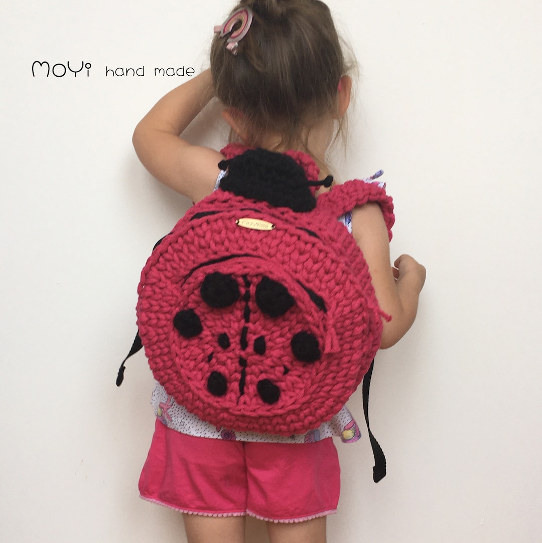 CROCHET BUG BACK Pack / Bag for Kids / Ladybug Shaped / Fuchsia Colored ...