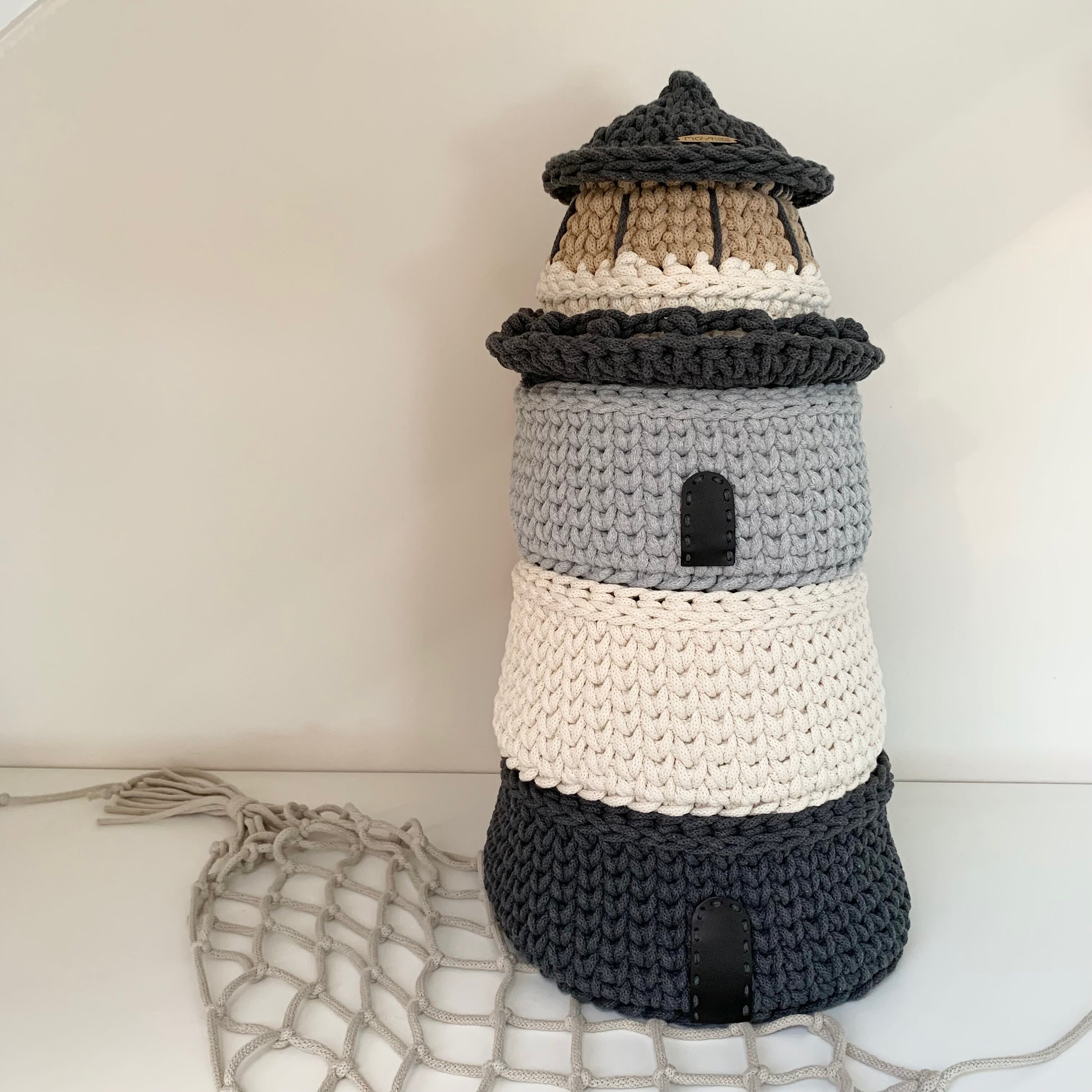 LIGHTHOUSE BASKETS / COASTAL Storage Boxes / Set of 3 Boxes Kids' Room ...