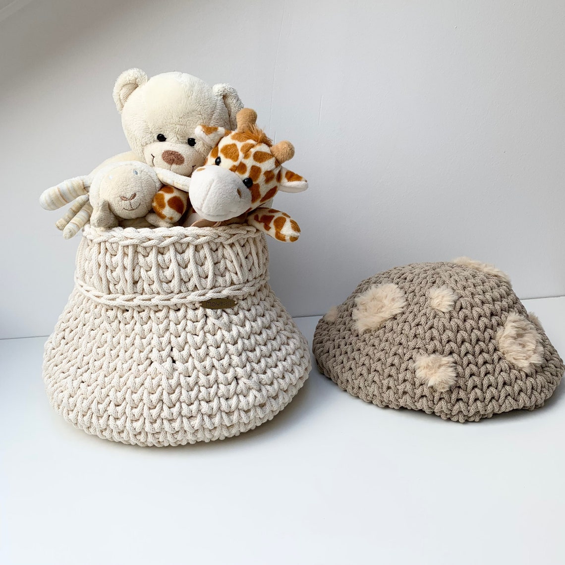 CROCHET Woodland MUSHROOM Storage BASKET / Fur Spotted Hat / - Etsy