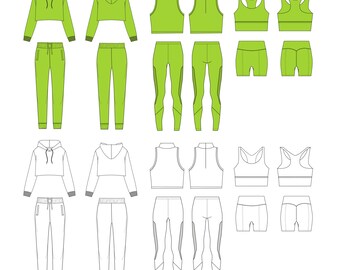 Tracksuit Fashion Flat Templates / Technical Drawings / - Etsy