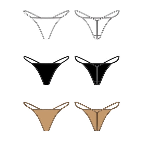 G String T-back / Technical Drawings / Fashion CAD Designs for - Etsy