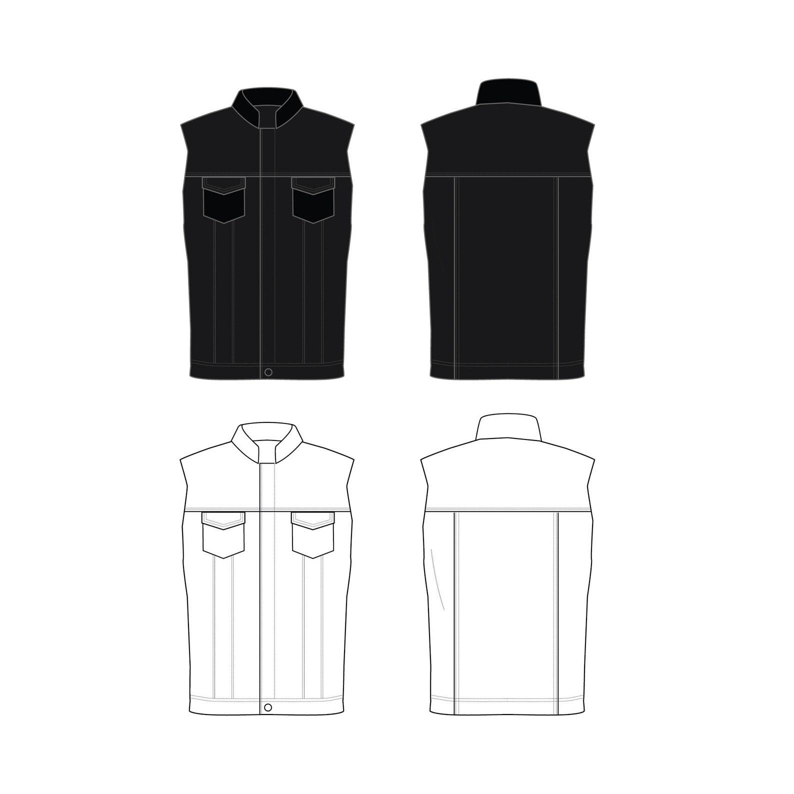 Vest / Leather Vest / Jacket Vest / Technical Drawings / Fashion CAD ...