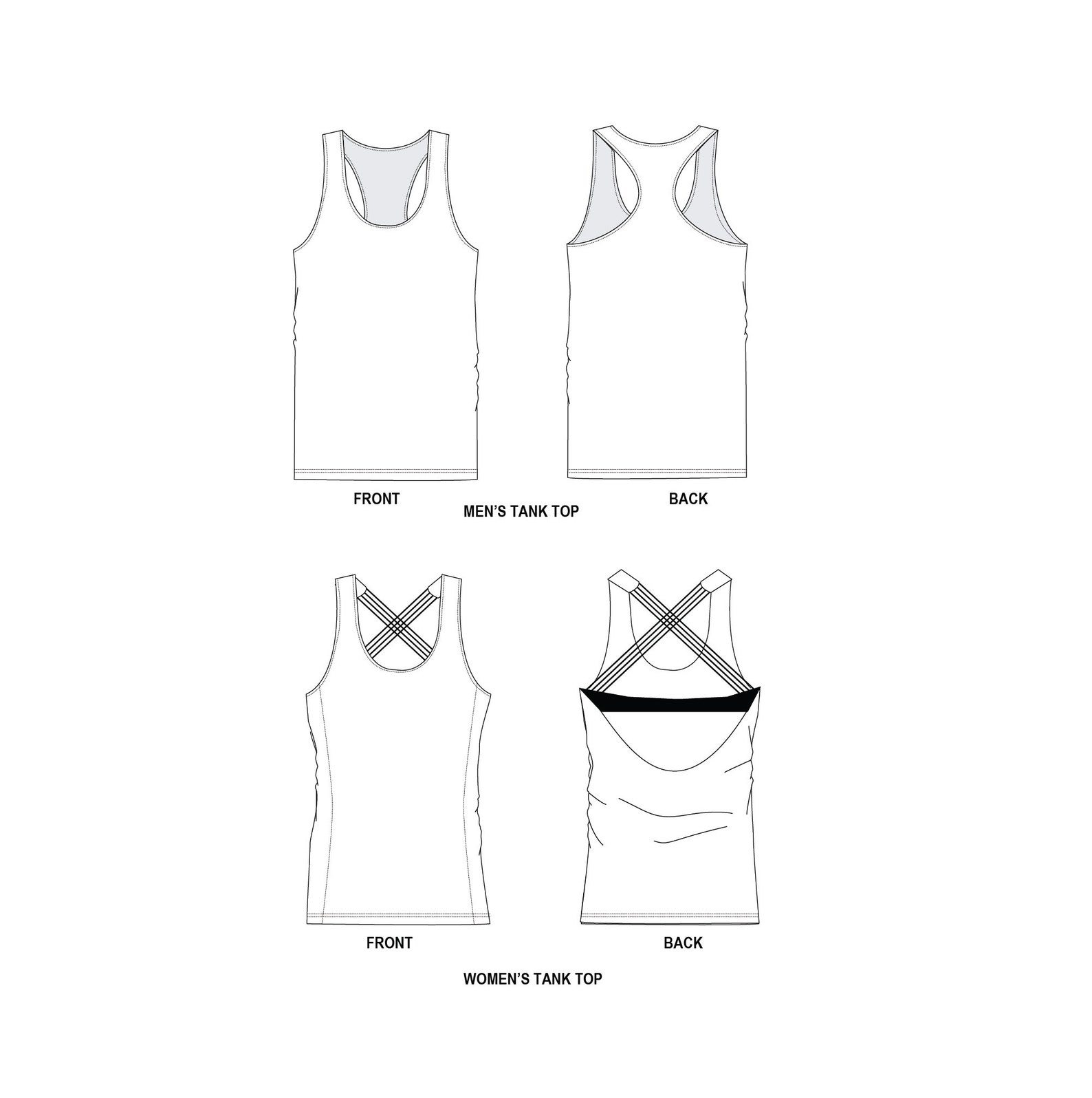 Tank Tops Men & Women Fashion Flat Templates - Etsy