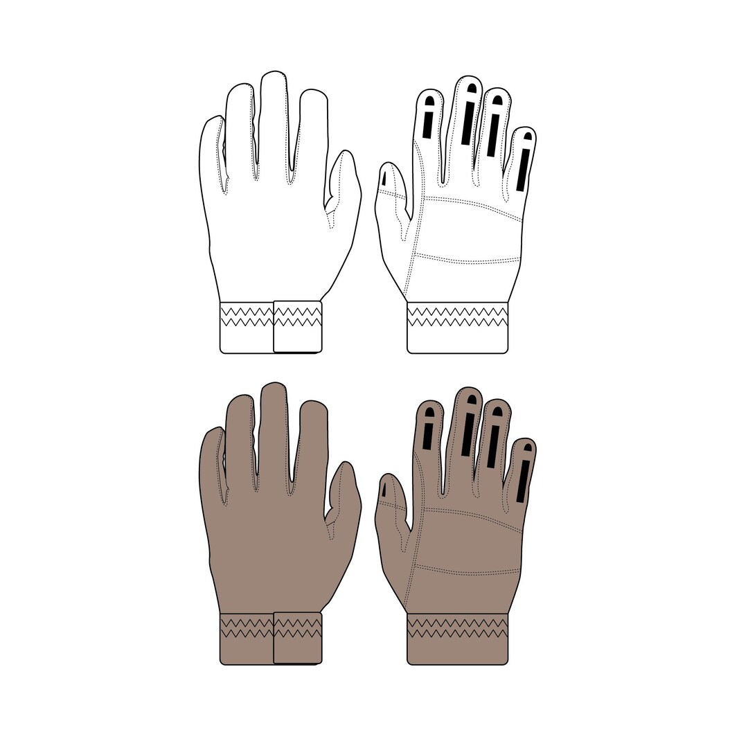Batting Gloves Fashion Flat Templates / Technical Drawings / Fashion ...