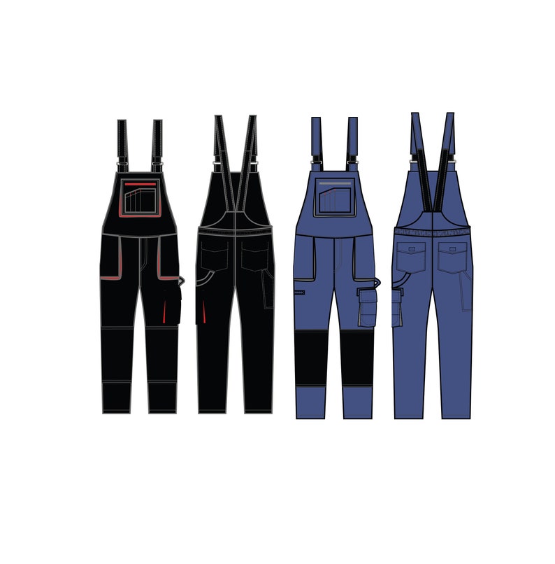 Work Dungaree / Technical Drawings / Fashion CAD Designs for Adobe ...