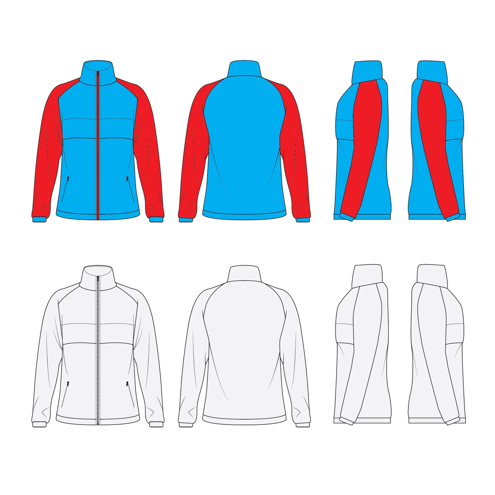 Windbreaker Fashion Flat Templates / Technical Drawings / Fashion CAD ...