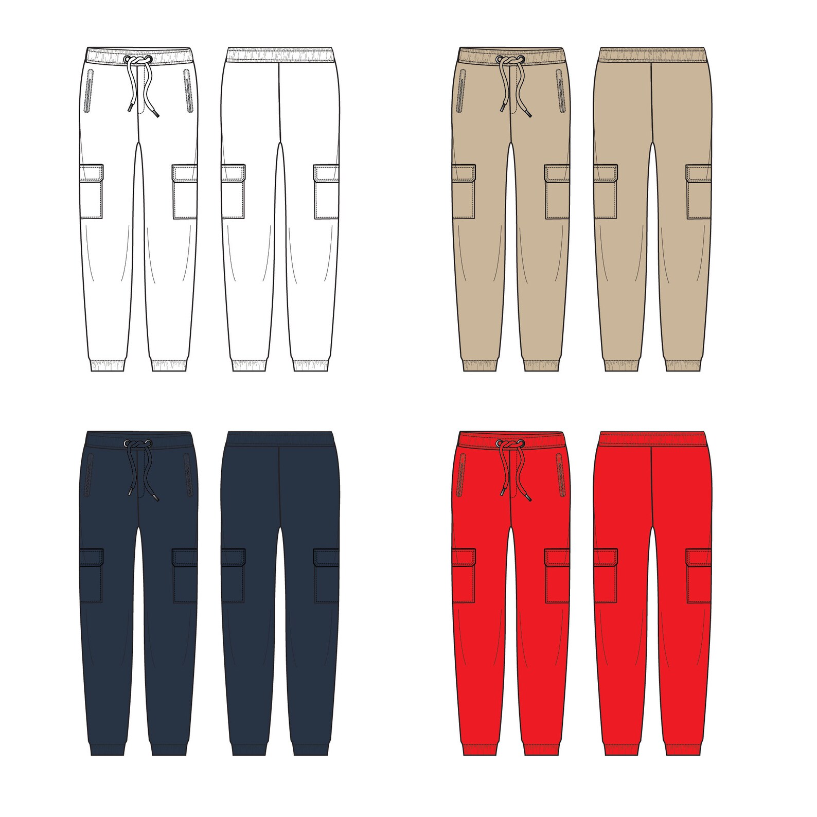 Cargo Pants / Jogger / Cargo / Technical Drawings / Fashion CAD Designs ...