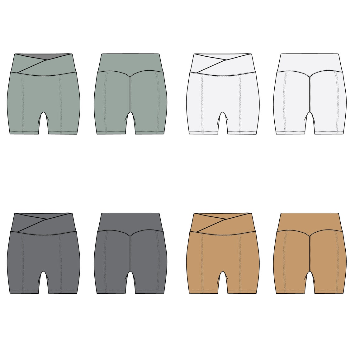 Athletic Shorts Fashion Flat Templates / Technical Drawings / Fashion ...