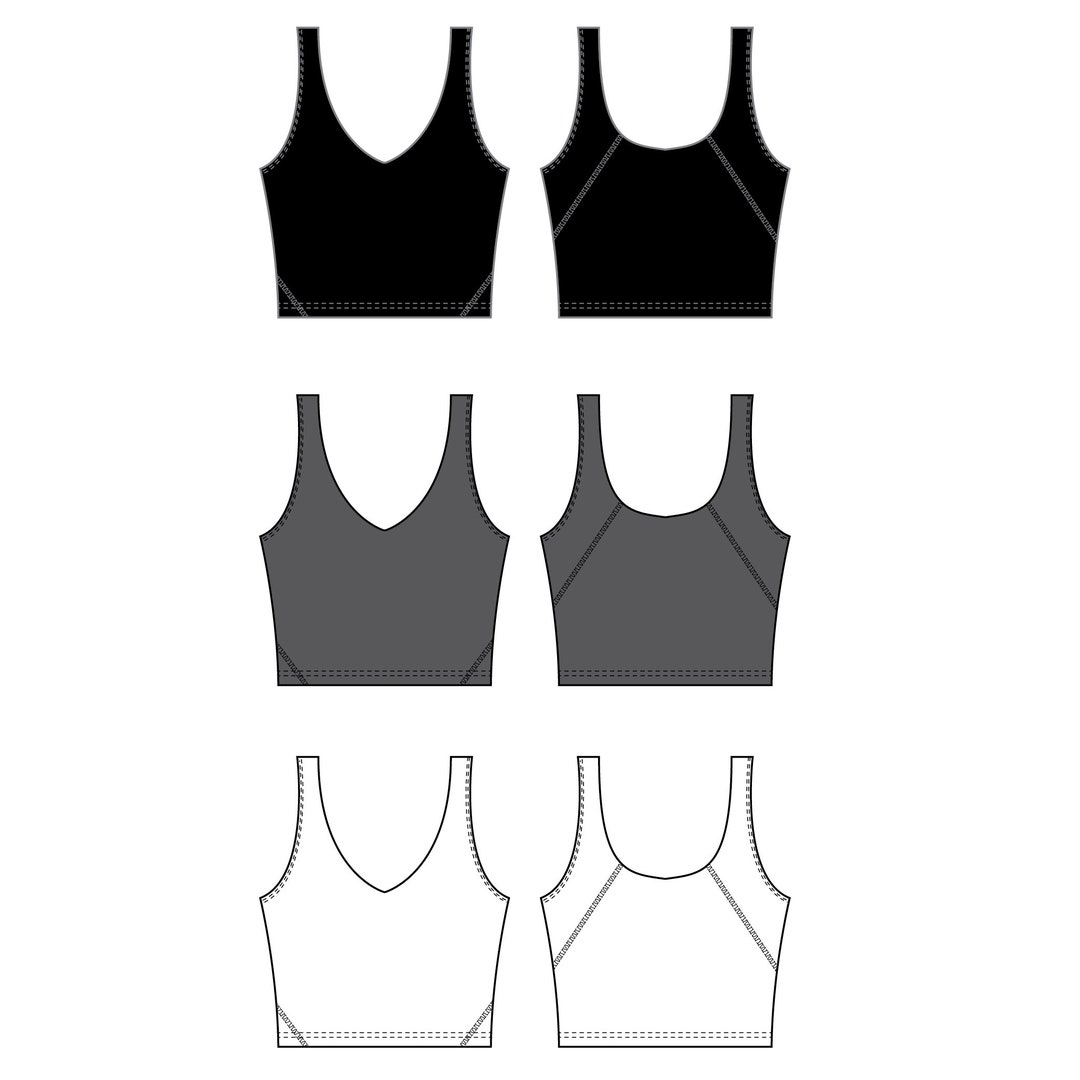 Tank Top Fashion Flat Templates / Technical Drawings / Fashion CAD ...