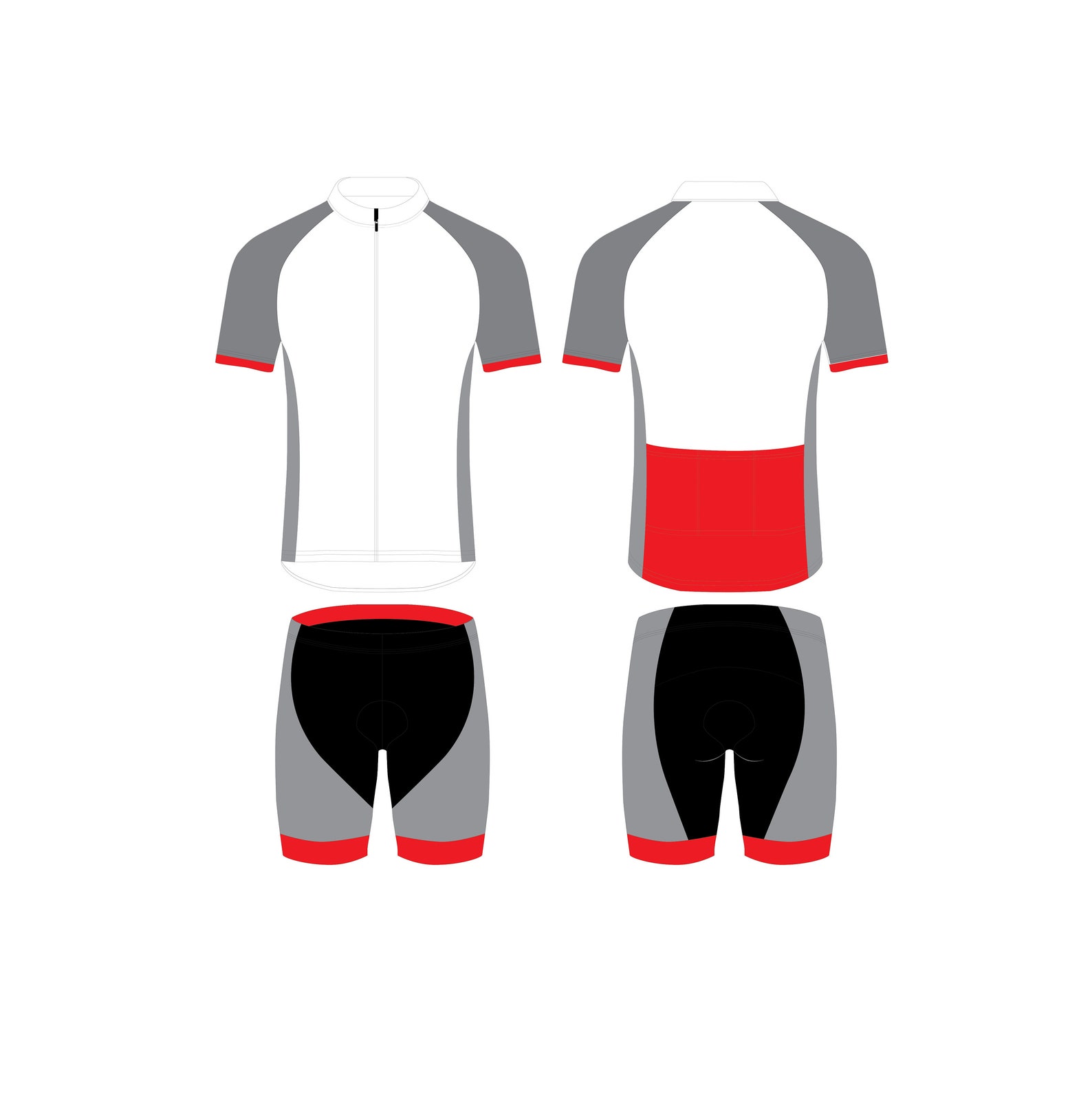 Cycling Uniform Fashion Flat Templates / Technical Drawings / Fashion ...
