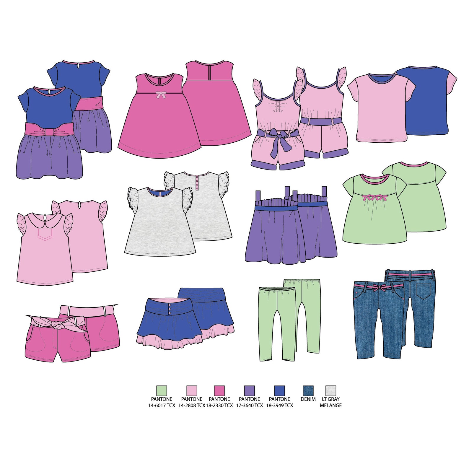 Girls Fashion Board Collection Fashion Flat Templates / Technical ...