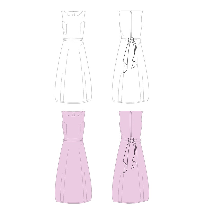 Dress Fashion Flat Templates / Technical Drawings / Fashion CAD Designs ...