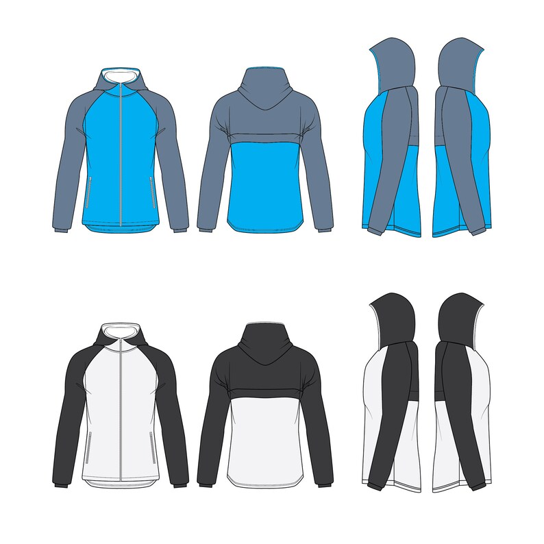 Windbreaker Fashion Flat Templates / Technical Drawings / Fashion CAD ...