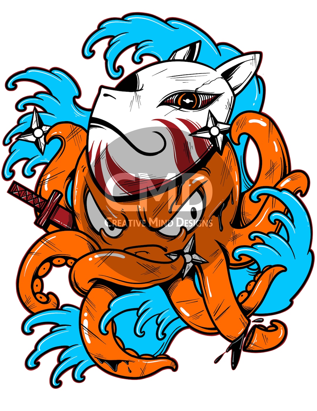 Octopus Ninja Designs Downloads Png Clipart Shirt Design - Etsy