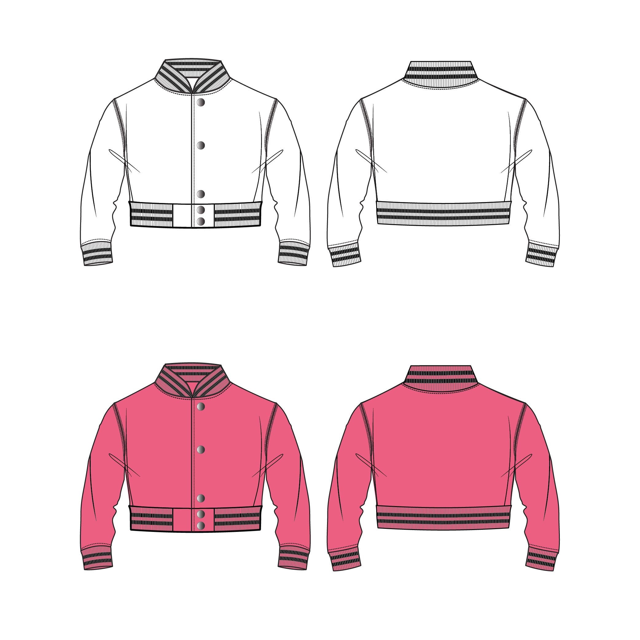 Cropped Jacket Fashion Flat Templates / Technical Drawings / Fashion ...