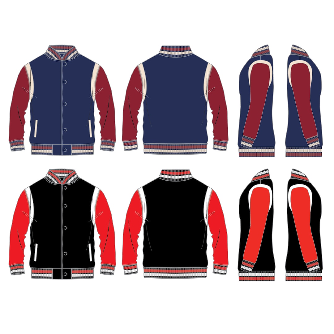 Varsity Jacket / Technical Drawings / Fashion CAD Designs for Adobe ...