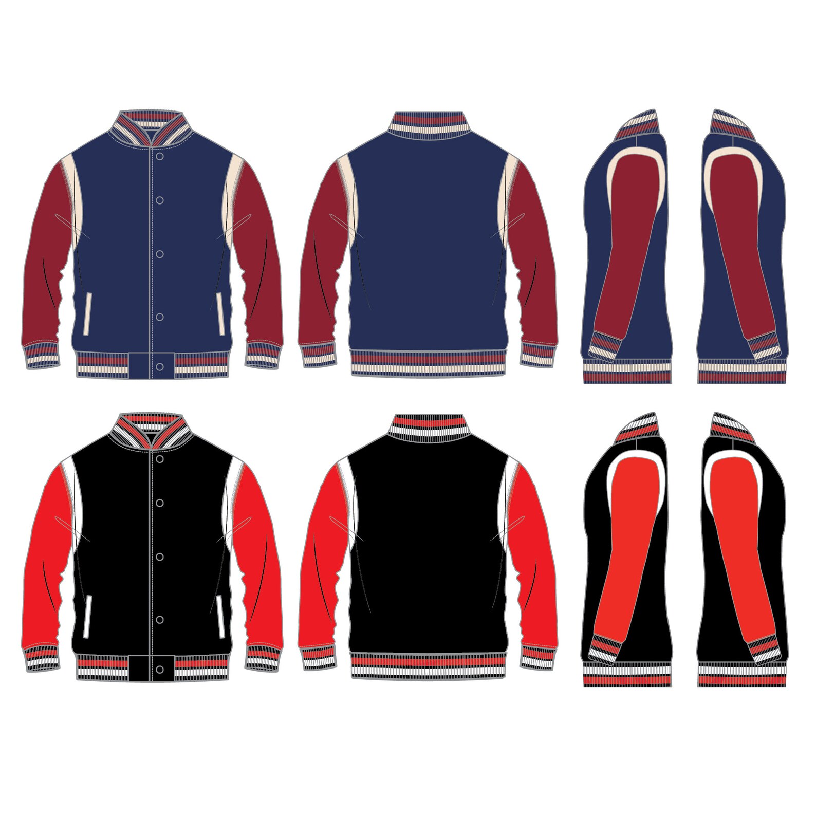 Varsity Jacket / Technical Drawings / Fashion CAD Designs for Adobe ...