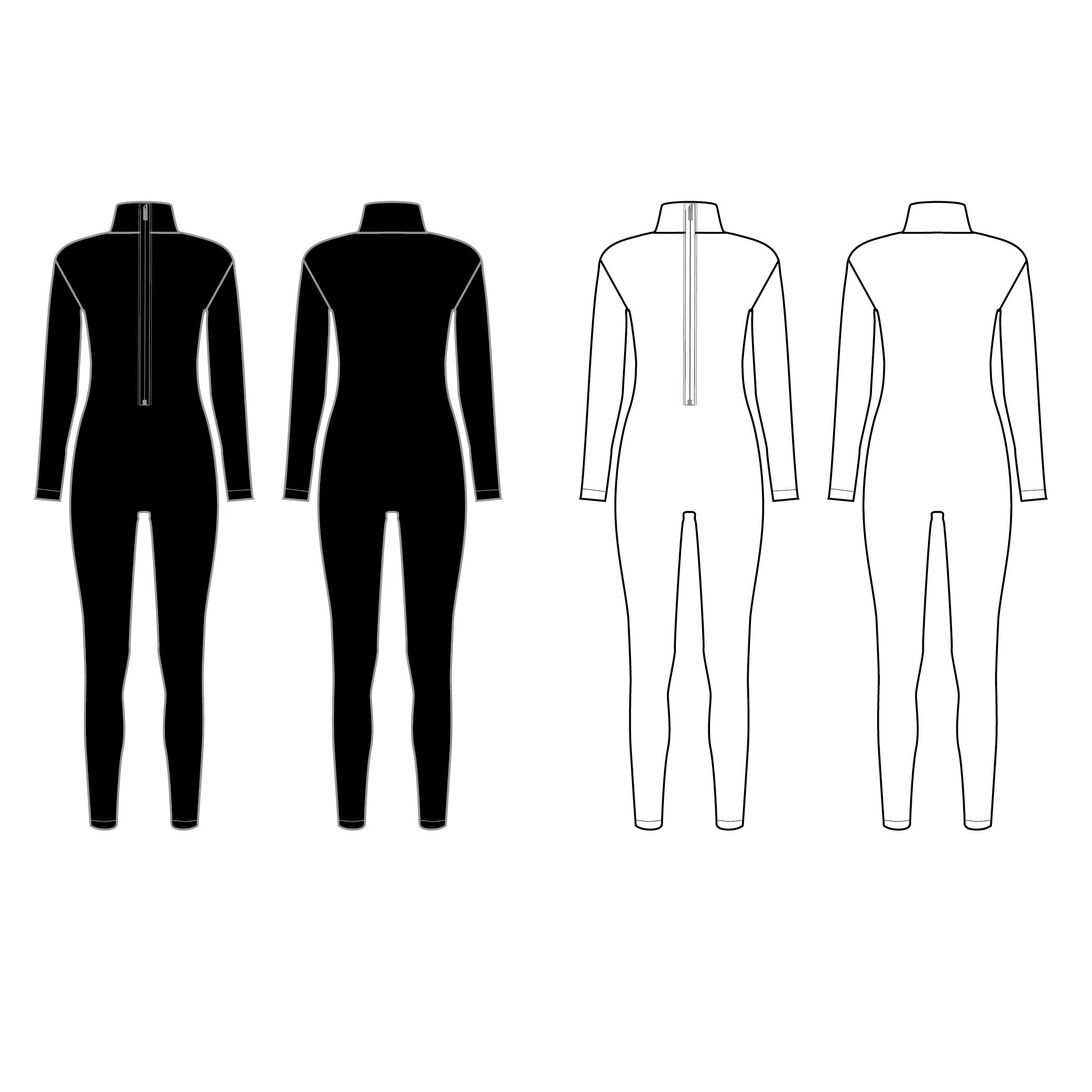 Bodysuit / Jumpsuit Fashion Flat Templates / Technical Drawings ...