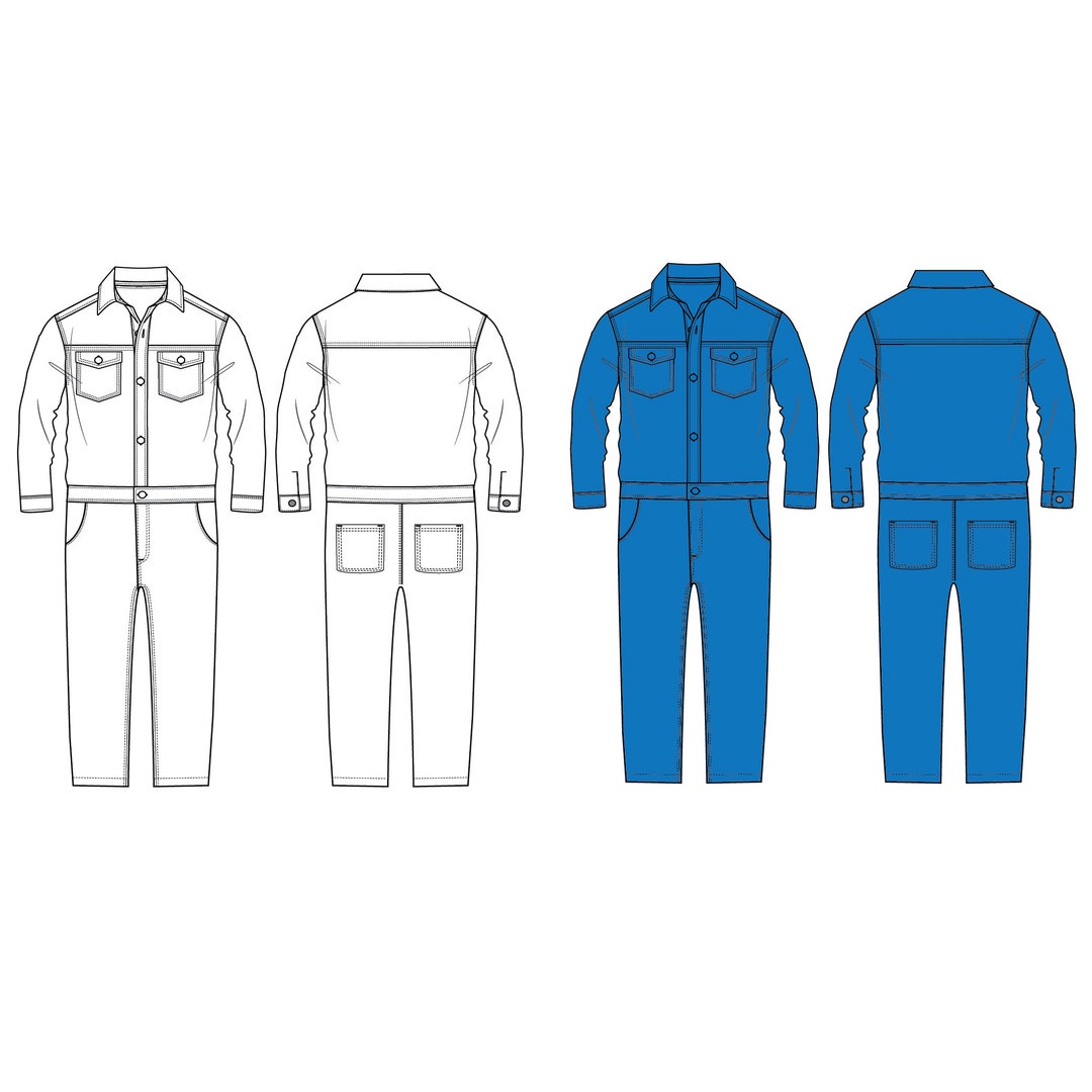 Jumpsuit Fashion Flat Templates / Technical Drawings / Fashion CAD ...