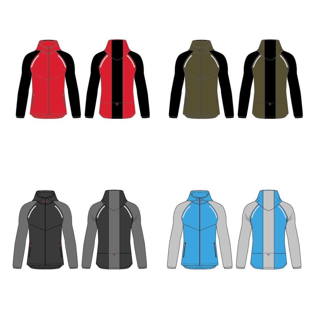 Windbreaker Jacket Flat Template: Fashion CAD Designs (EPS Vector File ...