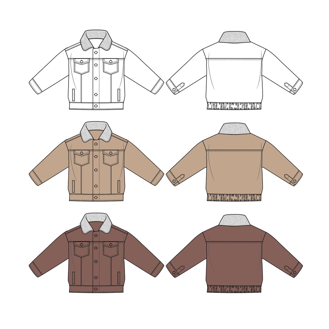 Childrens Jacket Fashion Flat Templates / Technical Drawings / Fashion ...